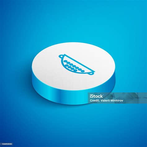 아이소메트릭 라인 주방 소쿠리 아이콘 파란색 배경에 격리 조리 기구 칼 붙이 기호입니다 흰색 원 버튼 벡터 일러스트레이션 3차원 형태에 대한 스톡 벡터 아트 및 기타 이미지
