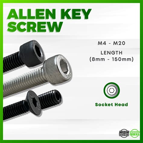 Allen Key Screw Skru Allen Key Socket Head Hexagon Cap Screw Shopee Malaysia