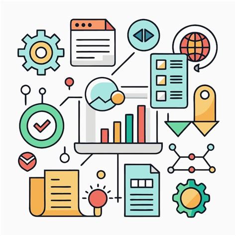 Colorful Business Process Workflow Illustration Premium AI Generated Vector