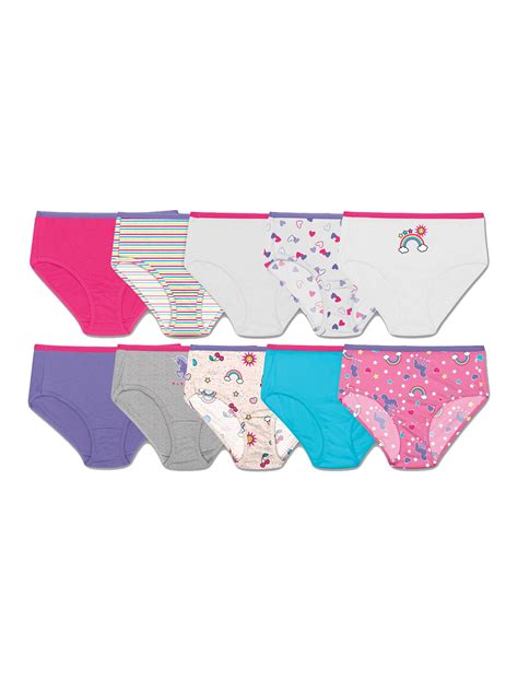 Hanes Girls Tagless Brief Underwear 10 Pack Panties Sizes 4 16