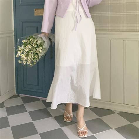 셰이 밴딩 머메이드 롱 스커트 플레어 와샤 바스락 아노락 치마 4color