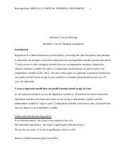 Module 6 Critical Thinking Assignment Doc Running Head MODULE 6