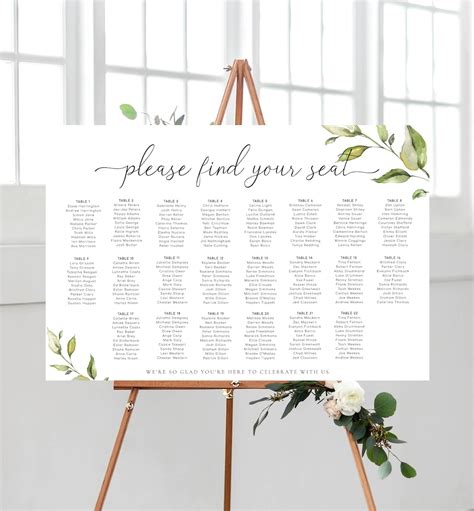 Seating Chart For Wedding Template Alberguepankotsi