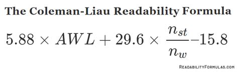 The Coleman Liau Readability Formula