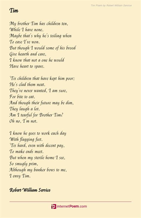 Tim Poem By Robert William Service