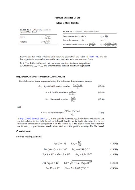 Formula Sheet In Ch148 Fvgfhwhw Statistical Analysis Formula