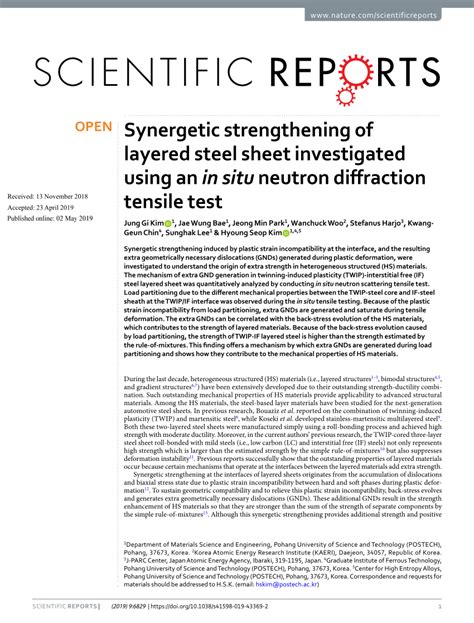 Pdf Synergetic Strengthening Of Layered Steel Sheet Investigated Using An In Situ Neutron