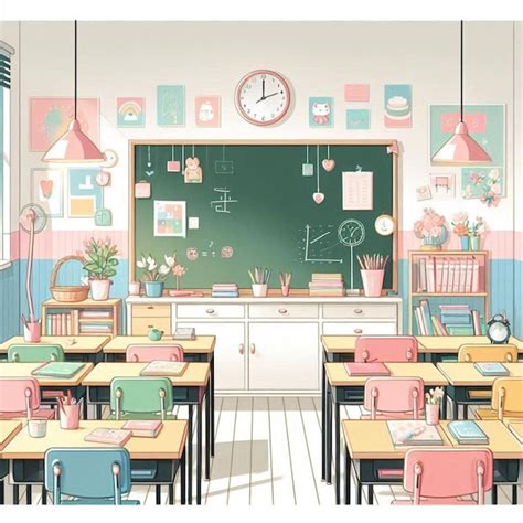 Cute Pastel Classroom Premium Ai Generated Image