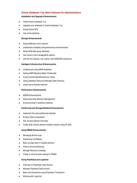 Oracle Database 11g New Features For Administrators Installation And Upgrade Enhancements