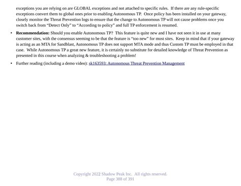 switching to autonomous policy from custom check point checkmates
