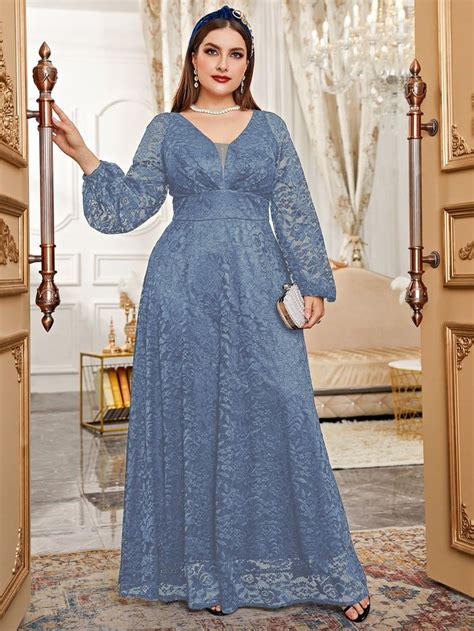 Dusty Blue Elegant Collar Long Sleeve Fabric Plain A Line Embellished