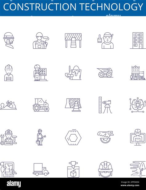 Construction Technology Line Icons Signs Set Design Collection Of Construction Technology