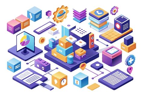 Isometric Illustration Of A Complex Network Of Interconnected Data Files And Information