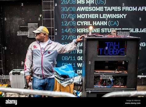 A Mc Is Testing The Giant Sound System Jah Tubbys World System At A