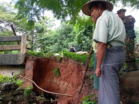 လယ်ဝေးမြို့နယ် နန့်ပုံချောင်းကူးတံတား မိုးသည်းထန်စွာရွာသွန်းမှုကြောင့် ကမ်းကပ်ခုံနှင့် Wind Wall