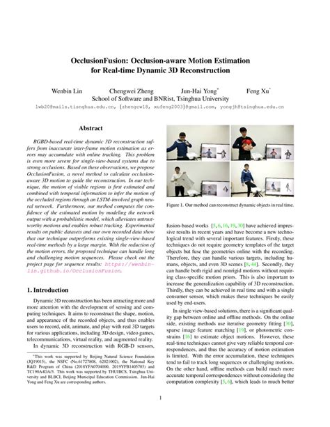 Occlusionfusion Occlusion Aware Motion Estimation For Real Time Dynamic 3d Reconstruction Deepai