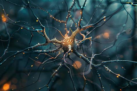 Generative Ai Image Of Cell Of Connected Nerve Neuron System With