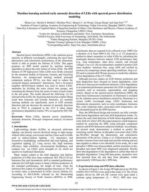 Pdf Machine Learning Assisted Early Anomaly Detection Of Leds With