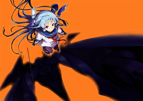 Safebooru 1girl Bangs Black Gloves Black Legwear Blue Hair Blunt