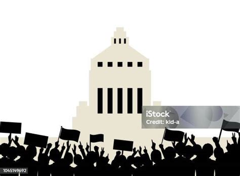 플래그와 함께 항의 사람들의 실루엣 그림 군중 Live Event에 대한 스톡 벡터 아트 및 기타 이미지 Live Event 공연 관중 Istock