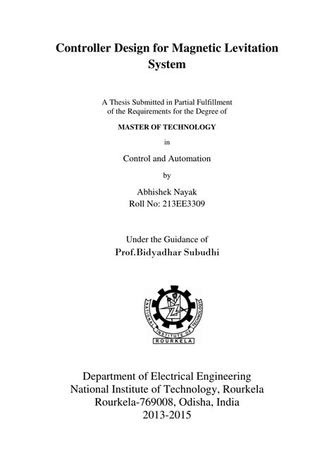 Pdf Controller Design For Magnetic Levitation System