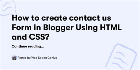 How To Create Contact Us Form In Blogger Using Html And Css — Web Design Genius Buymeacoffee