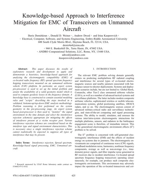 Pdf Knowledge Based Approach To Interference Mitigation For Emc Of Transceivers On Unmanned