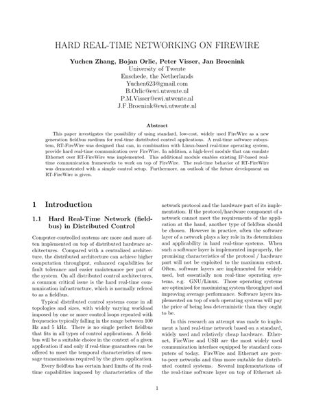 Pdf Hard Real Time Networking On Firewire