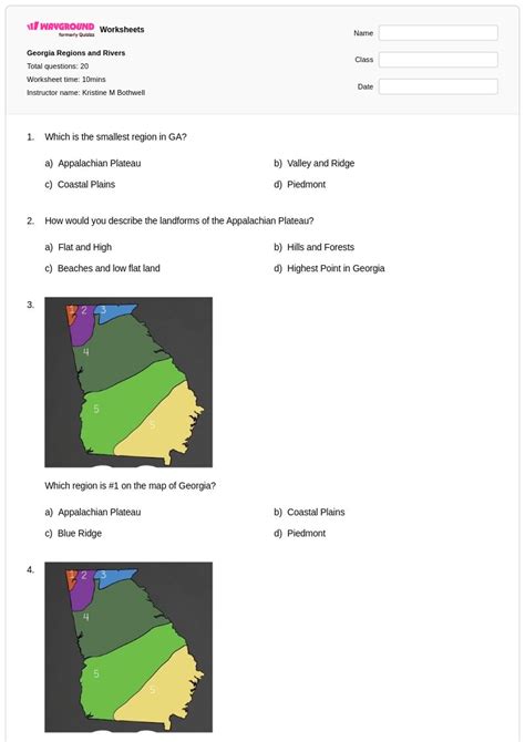50 Regions Of Georgia Worksheets For Class 2 On Wayground Free