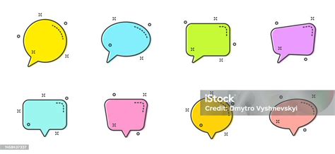 흰색 배경에 격리된 컬러 연설 거품 벡터 삽화 검은 선 획과 장식이 있는 말풍선 웹 및 Ui 디자인 프레젠테이션 및 소셜 미디어 게시물 0명에 대한 스톡 벡터 아트 및 기타