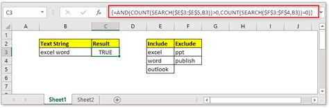 excel formula check if cell contains some texts but not contains others
