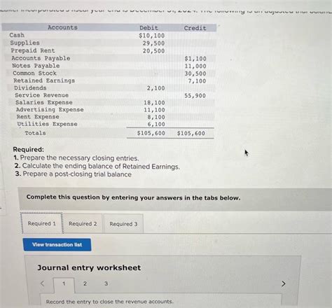 Solved Required 1 Prepare The Necessary Closing Entries