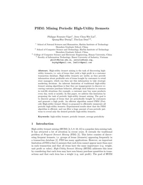 Pdf Phm Mining Periodic High Utility Itemsets