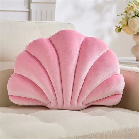 Vdoioe Shell Pillow，seashell Decorative Pillow Light Pink