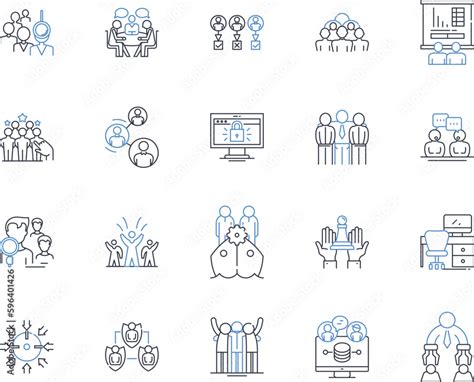 Nerking Meeting Line Icons Collection Collaboration Nerking