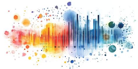 Vibrant Watercolor Data Visualization With Colorful Bars And Dots To Illustrate Analytical