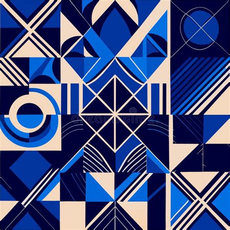 Seamless Abstract Geometric Pattern In Retro Style Generative Ai Stock Vector Illustration Of