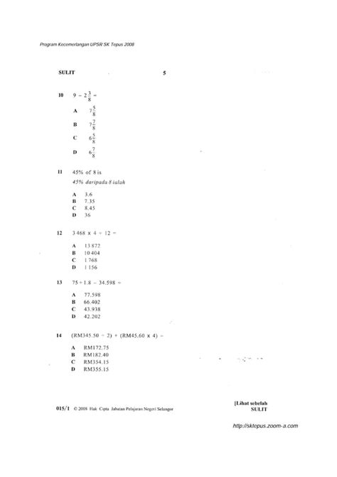 Pra Upsr Maths Paper 1 Jpn Selangor Pdf Pra Upsr Maths Paper 1 Jpn Selangor Pdf