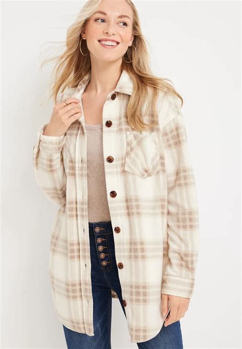 Wilder Plaid Fleece Shacket Maurices