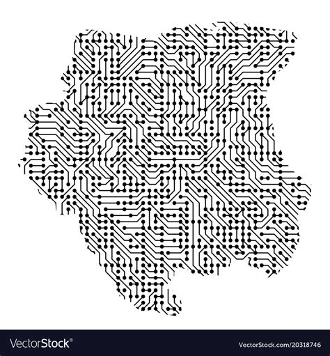 Abstract Schematic Map Of Suriname From The Black Vector Image