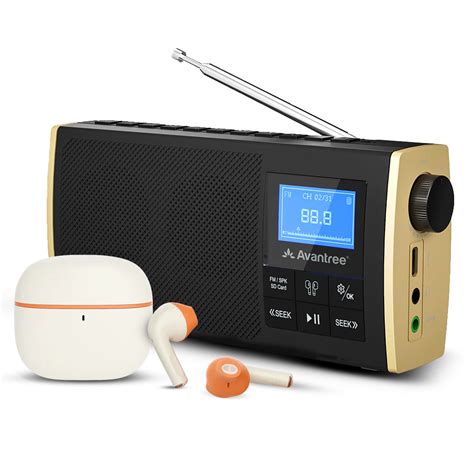 Bluetooth Fm Radio Set With Earbuds Avantree Soundbyte K1