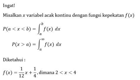 X Adalah Variabel Acak Kontinu Yang Nilainya Berad