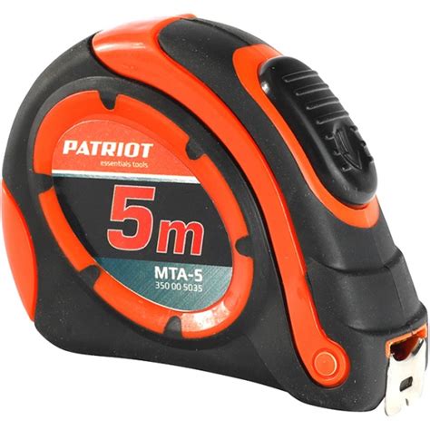 Рулетка PATRIOT MTA-5, автостоп, ударопрочный корпус, обрезиненная, 5м ...