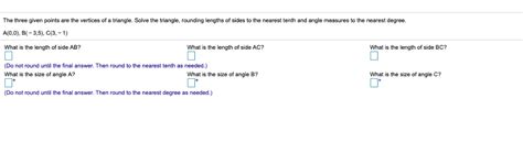 solved the three given points are the vertices of a