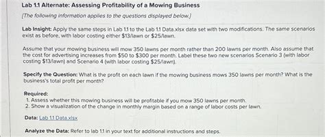 Solved Lab 11 ﻿alternate Assessing Profitability Of A