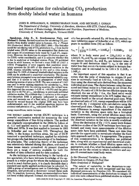Pdf Revised Equations For Calculating Co2 Production From Pdf 16 Pdf · Revised