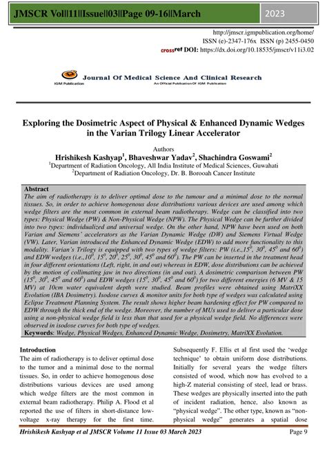 Pdf Exploring The Dosimetric Aspect Of Physical And Enhanced Dynamic Wedges In The Varian
