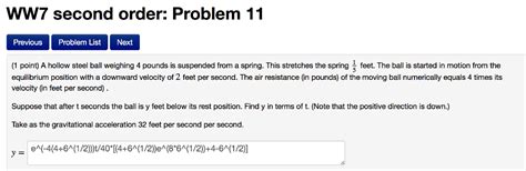 Solved WW7 Second Order Problem 11 PreviouS Problem List Chegg Com