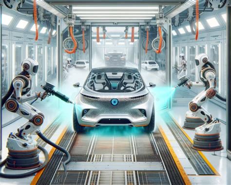 Robotic Automation Automobile Manufacturing Factory Humanoid Workers