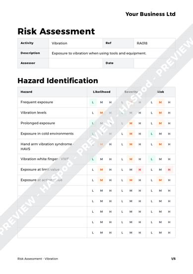 Vibration Risk Assessment Template Haspod